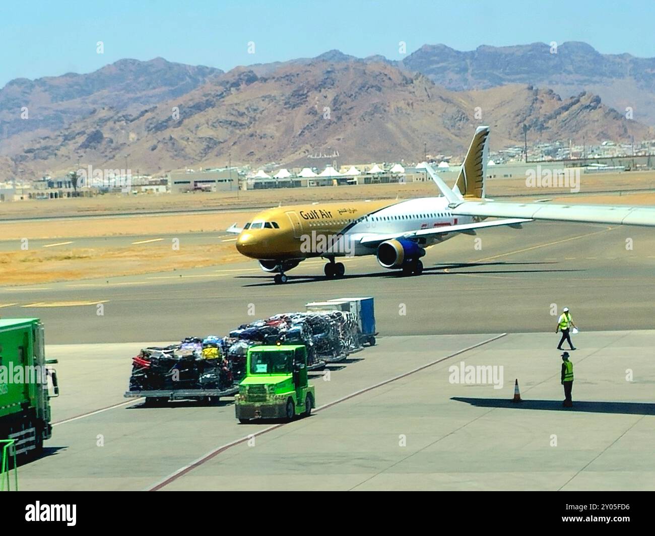 Medina, Saudi Arabia, June 29 2024: Gulf Air plane in Prince Mohammad Bin AbdulAziz ...