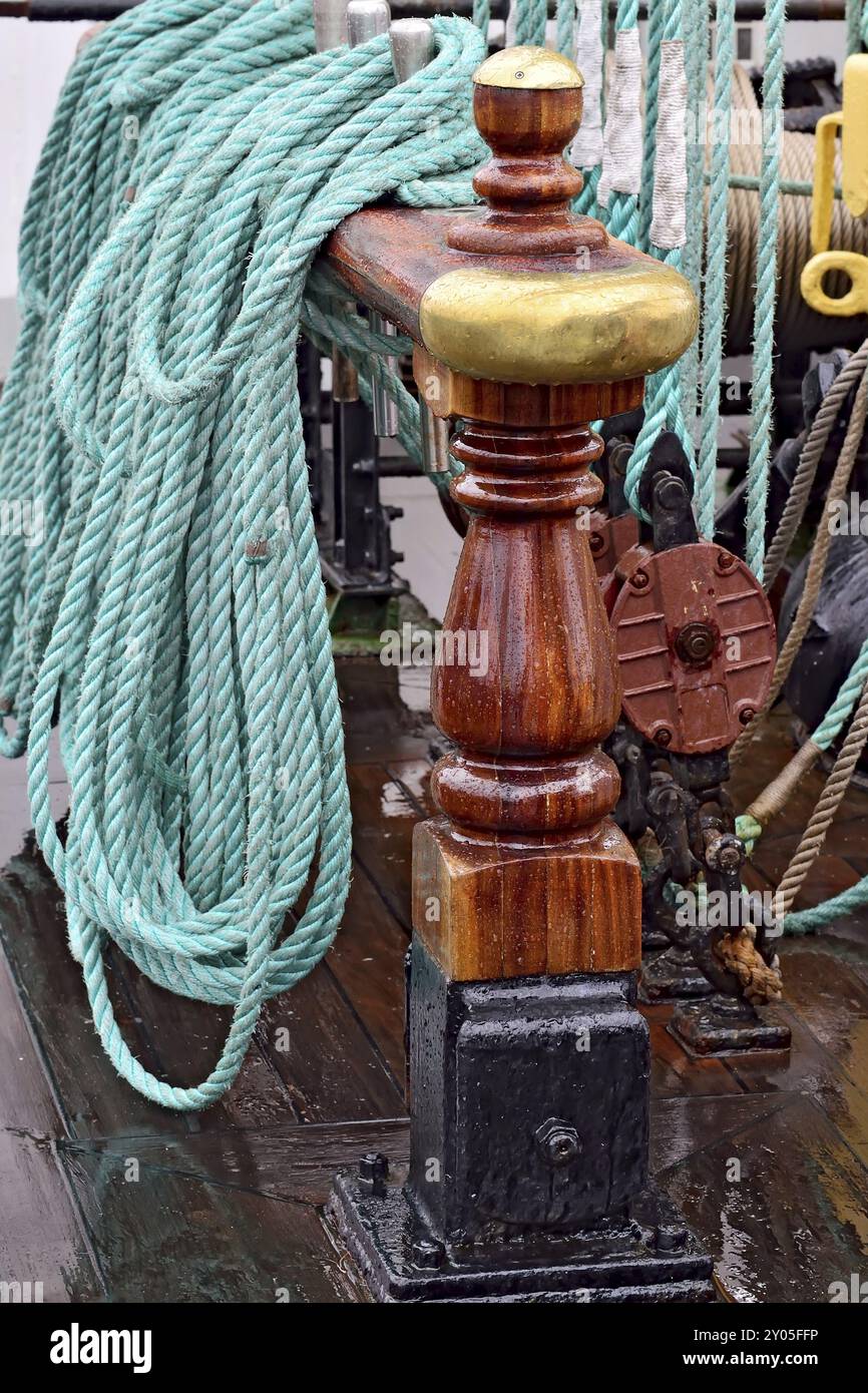 The rigging of a sailing ship closeup Stock Photo - Alamy