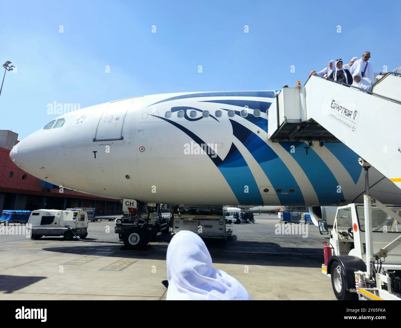Cairo, Egypt, June 29 2024: Egyptair plane in the airport, Egypt Air is ...