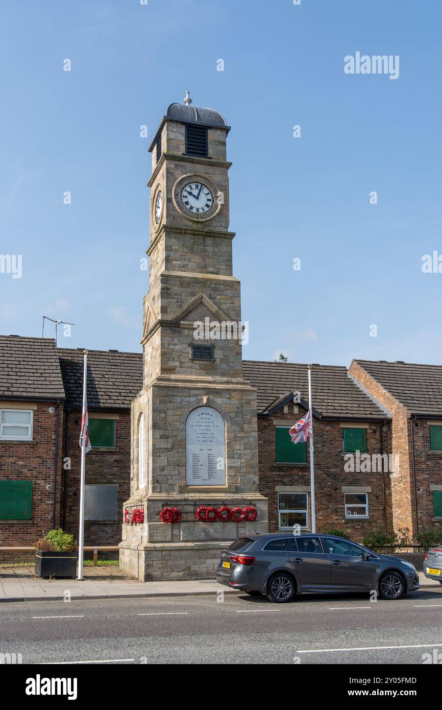 Easington Lane, Sunderland, UK. The war memorial clock tower on the ...