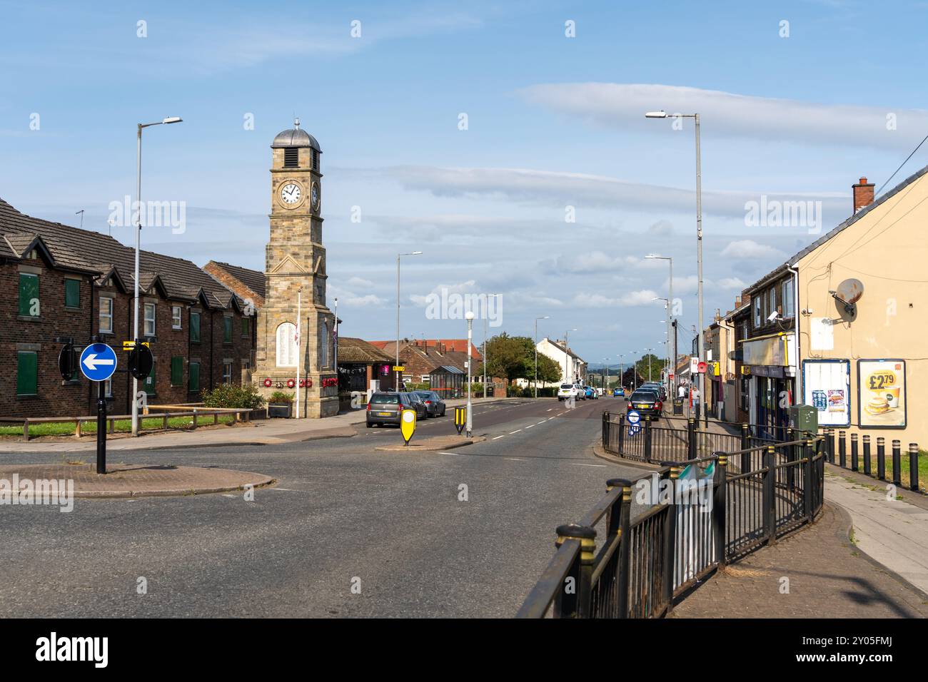 Easington Lane, Sunderland, UK. The war memorial clock tower on the ...