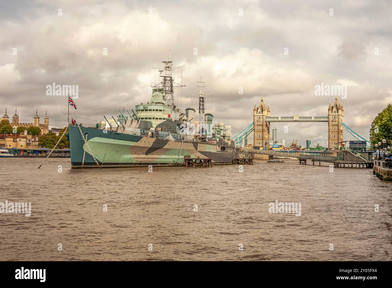 HMS Belfast Town Class Light Cruiser Stock Photo - Alamy
