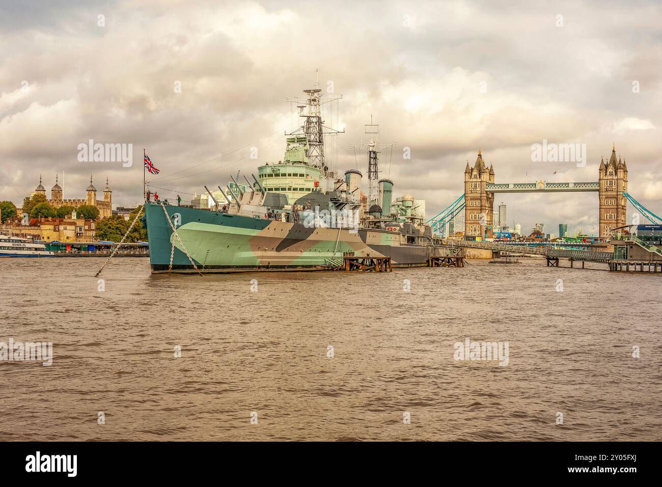HMS Belfast Town Class Light Cruiser Stock Photo - Alamy