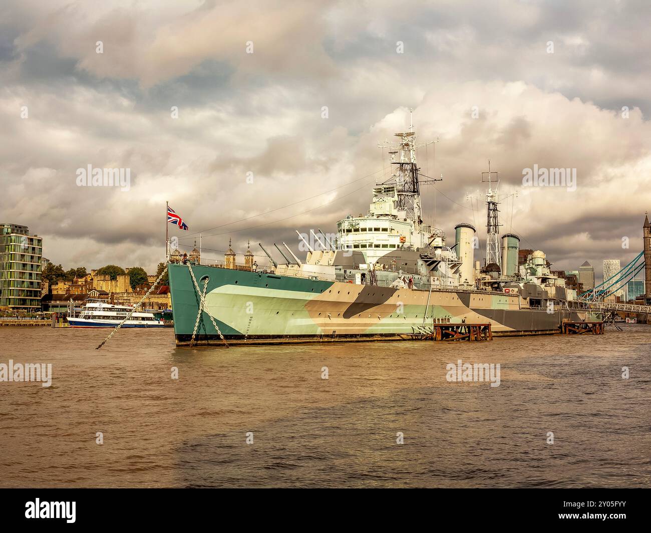 HMS Belfast Town Class Light Cruiser Stock Photo - Alamy