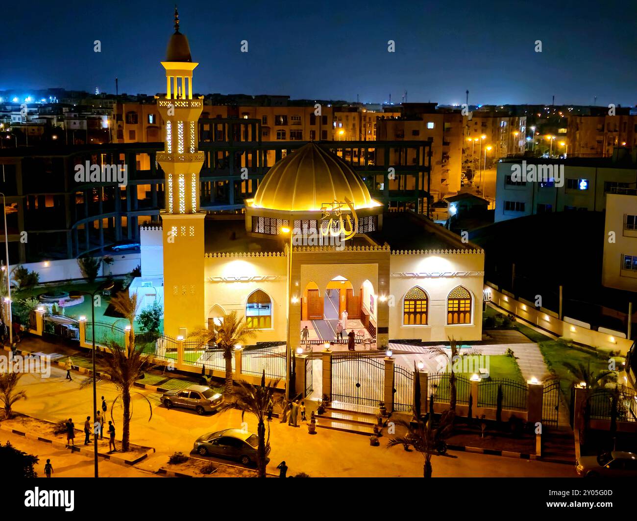 Cairo, Egypt, July 20 2024: A night view of the Exterior of a grand ...