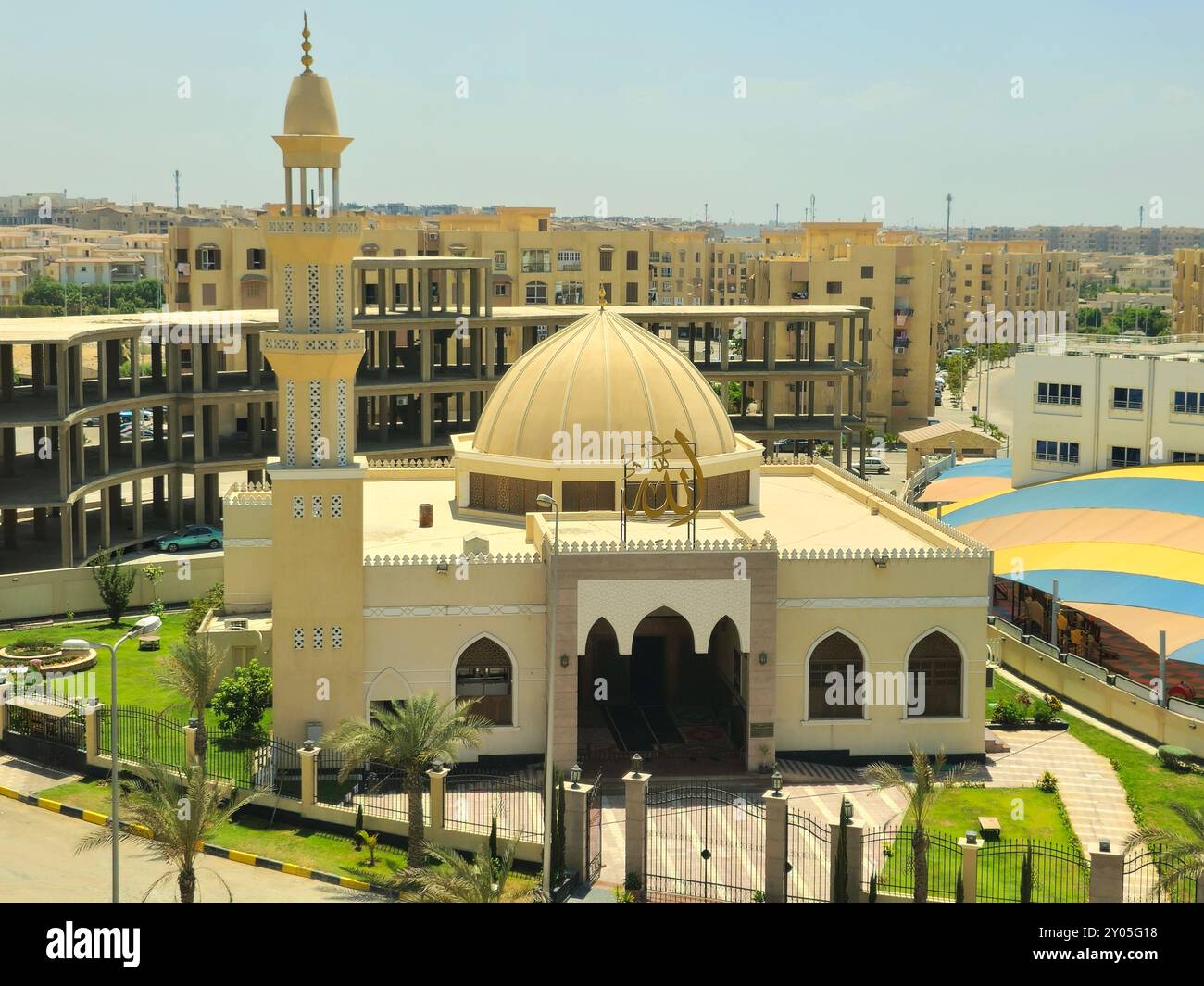 Cairo, Egypt, July 21 2024: The Exterior of a grand large mosque in ...
