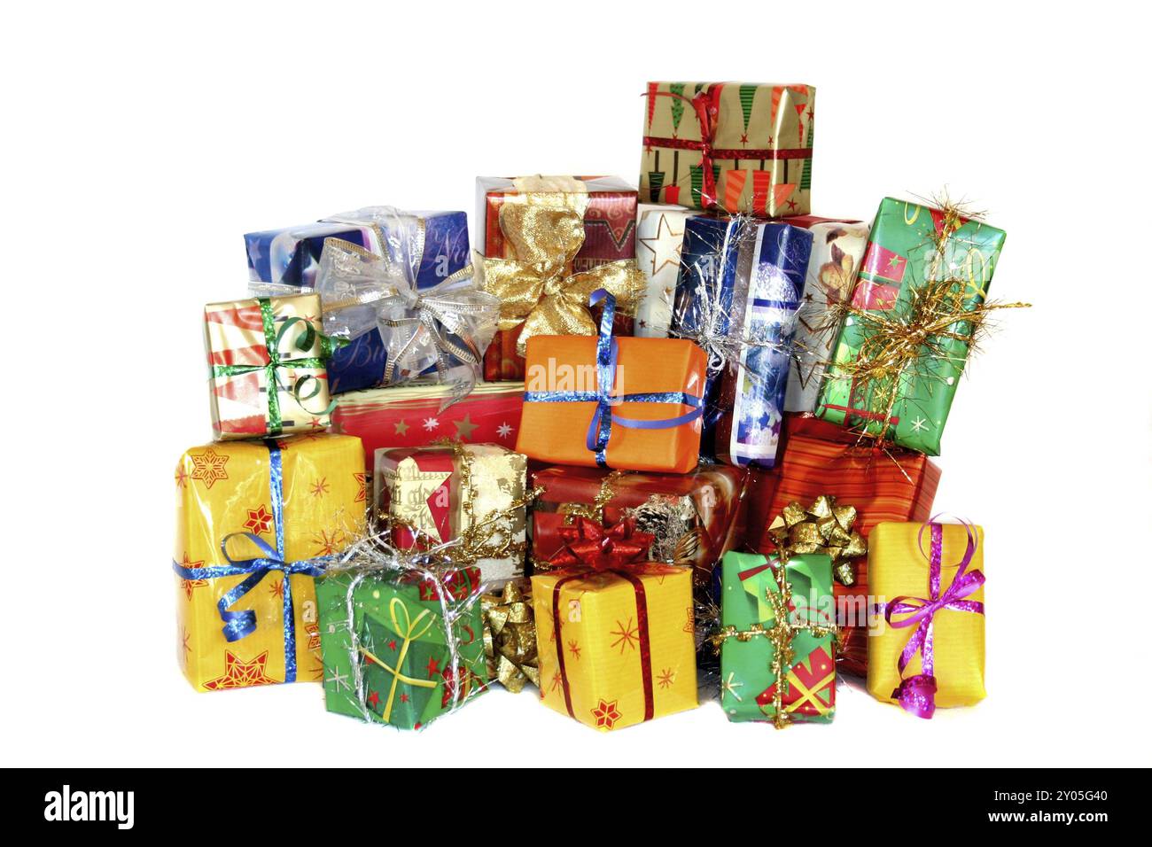 Stacked Christmas presents Stock Photo - Alamy