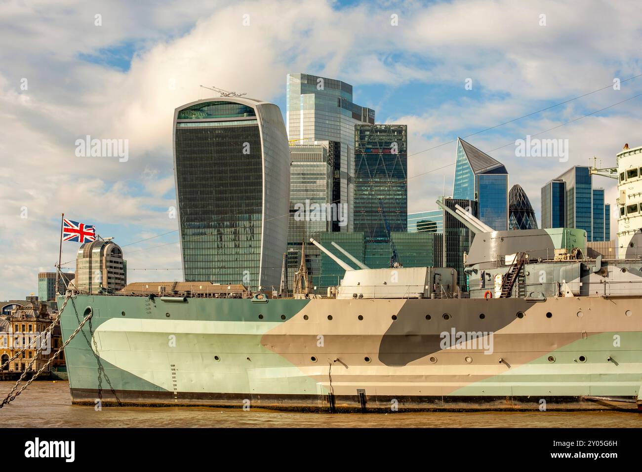 HMS Belfast Town Class Light Cruiser Stock Photo - Alamy