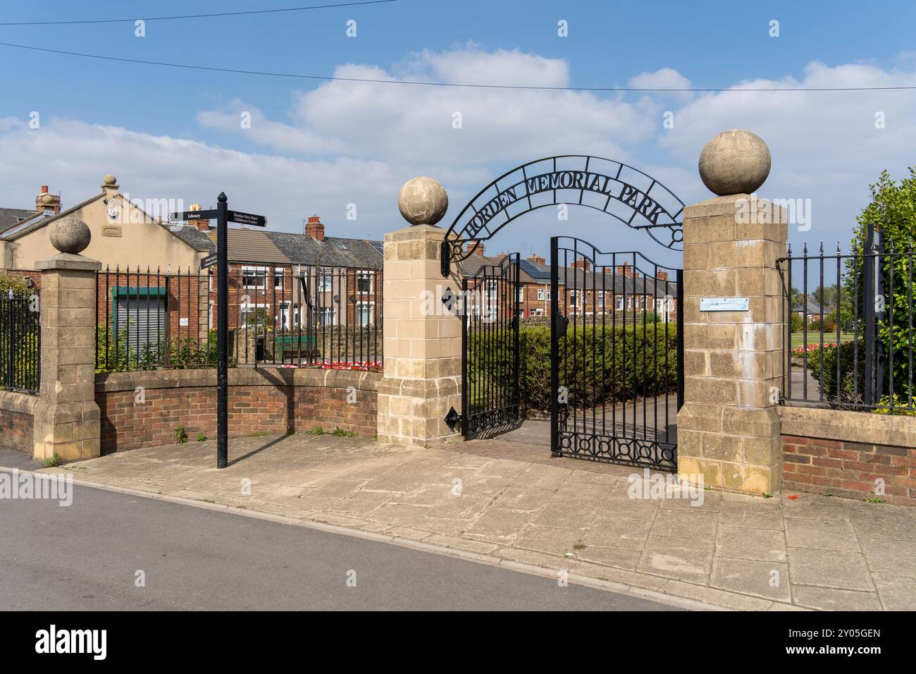 Horden, County Durham, UK. Entrance gates to Horden Memorial Park Stock ...
