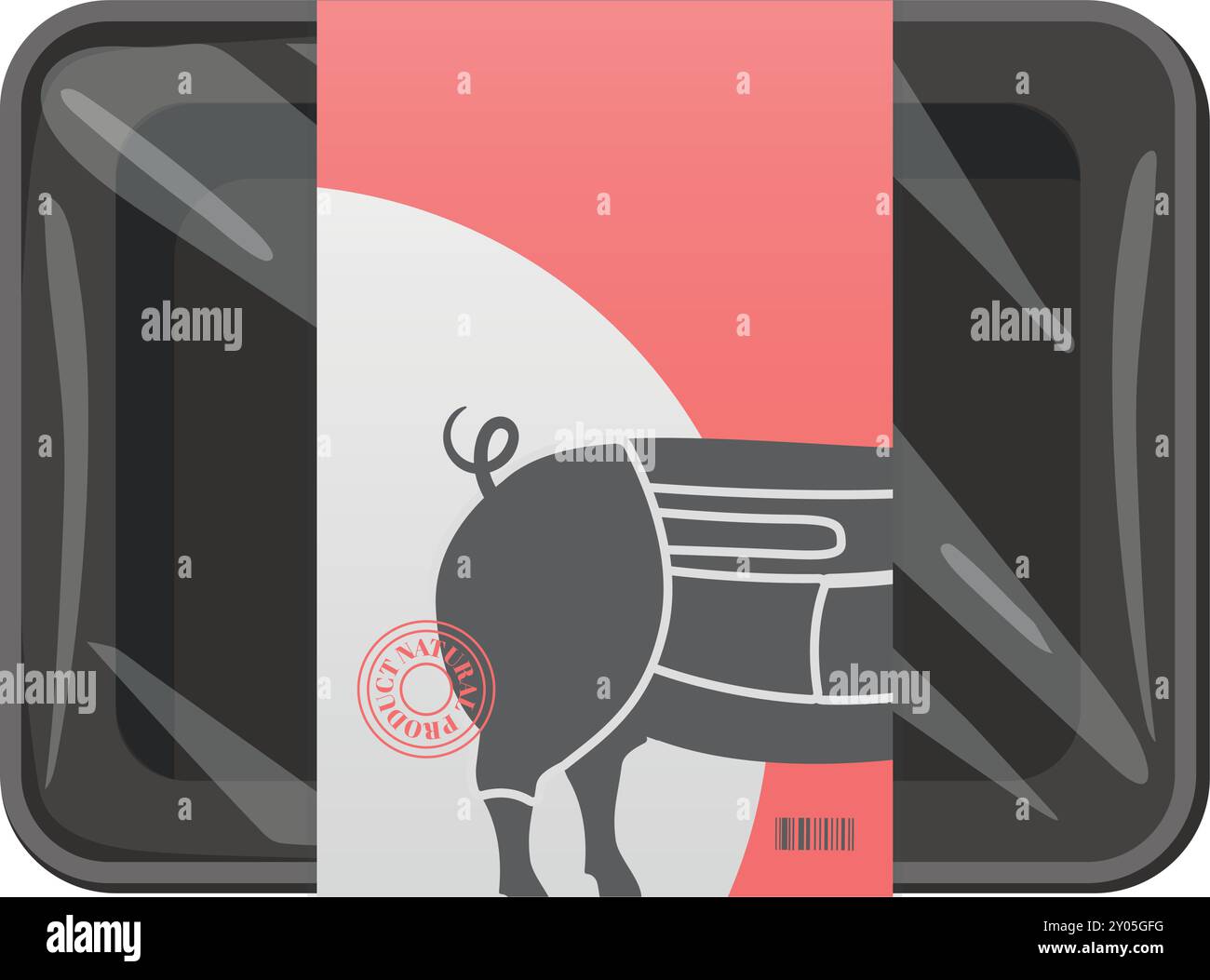 Pork meat package template. Empty plastic wrap isolated on white ...