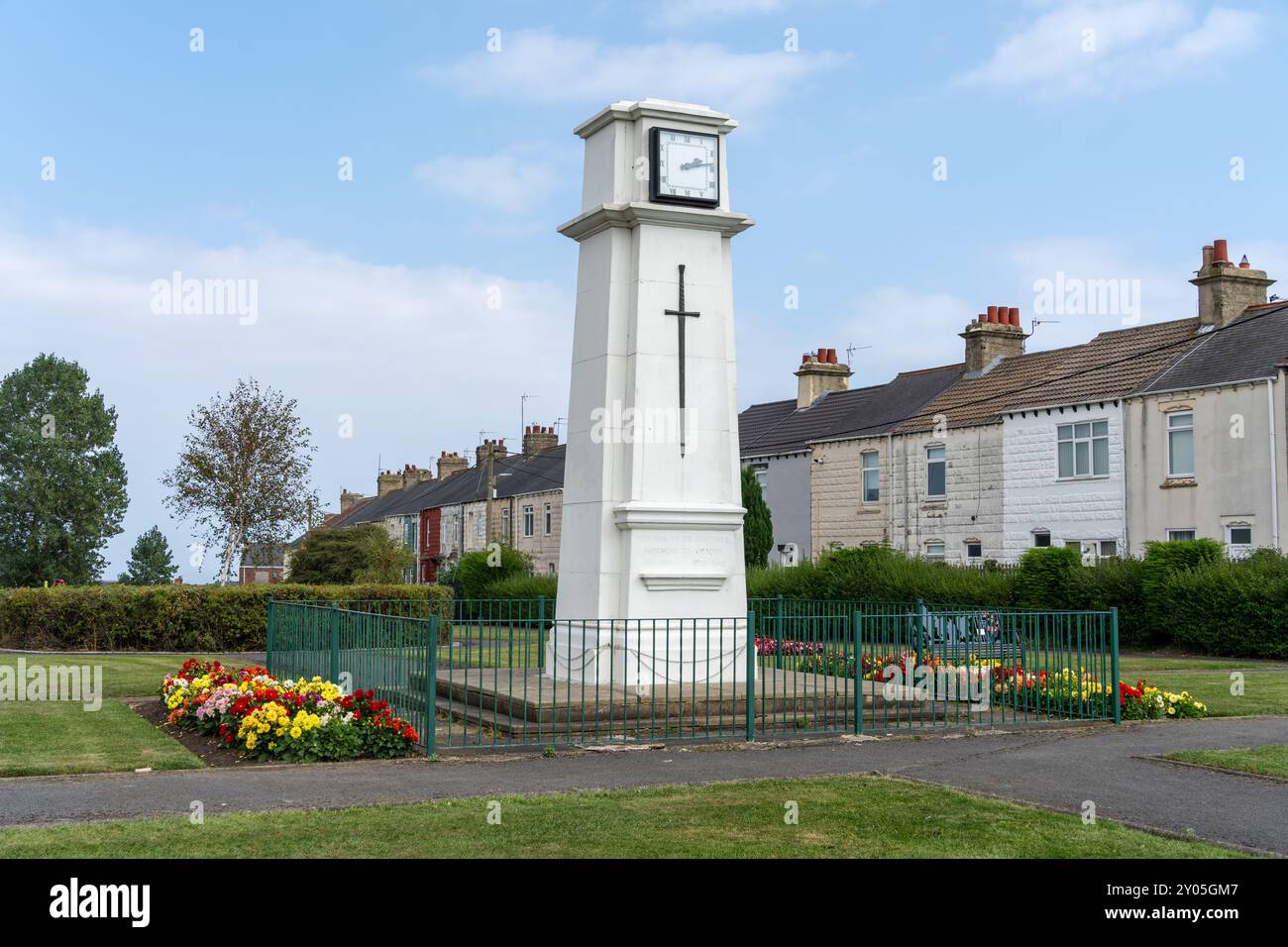 Horden, County Durham, UK. Memorial Park in the town with war memorial ...