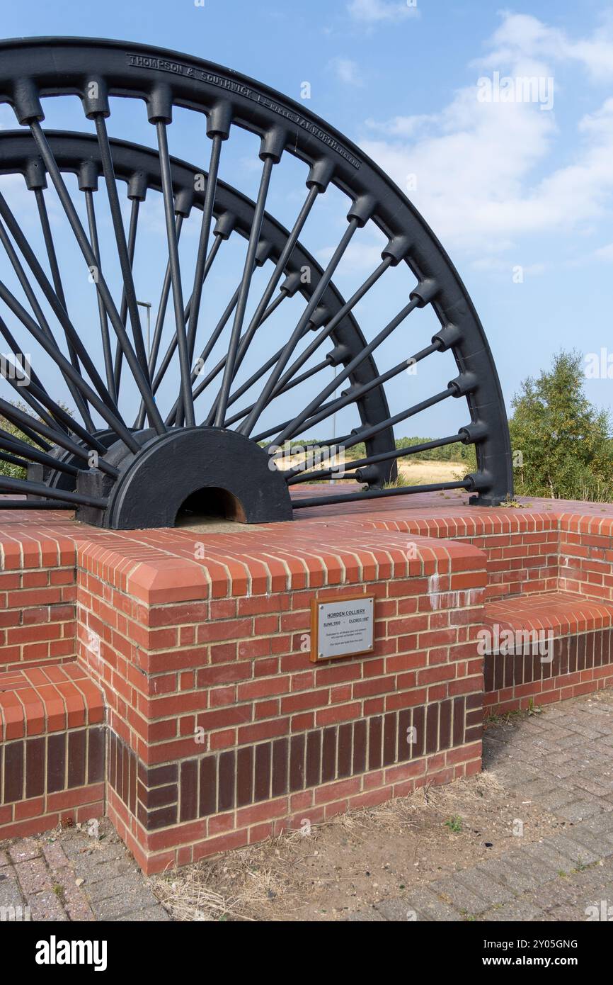 Horden, County Durham, UK. Pit wheel - mining or colliery memorial in ...