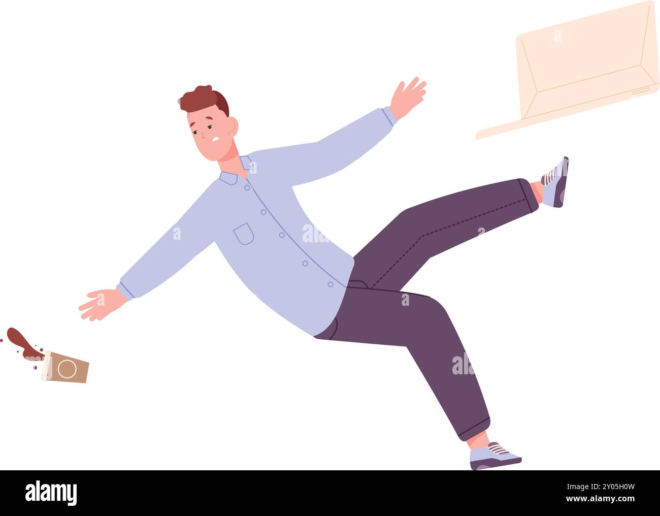 Slipping man falling. Dangerous accident. Casual failure isolated on ...