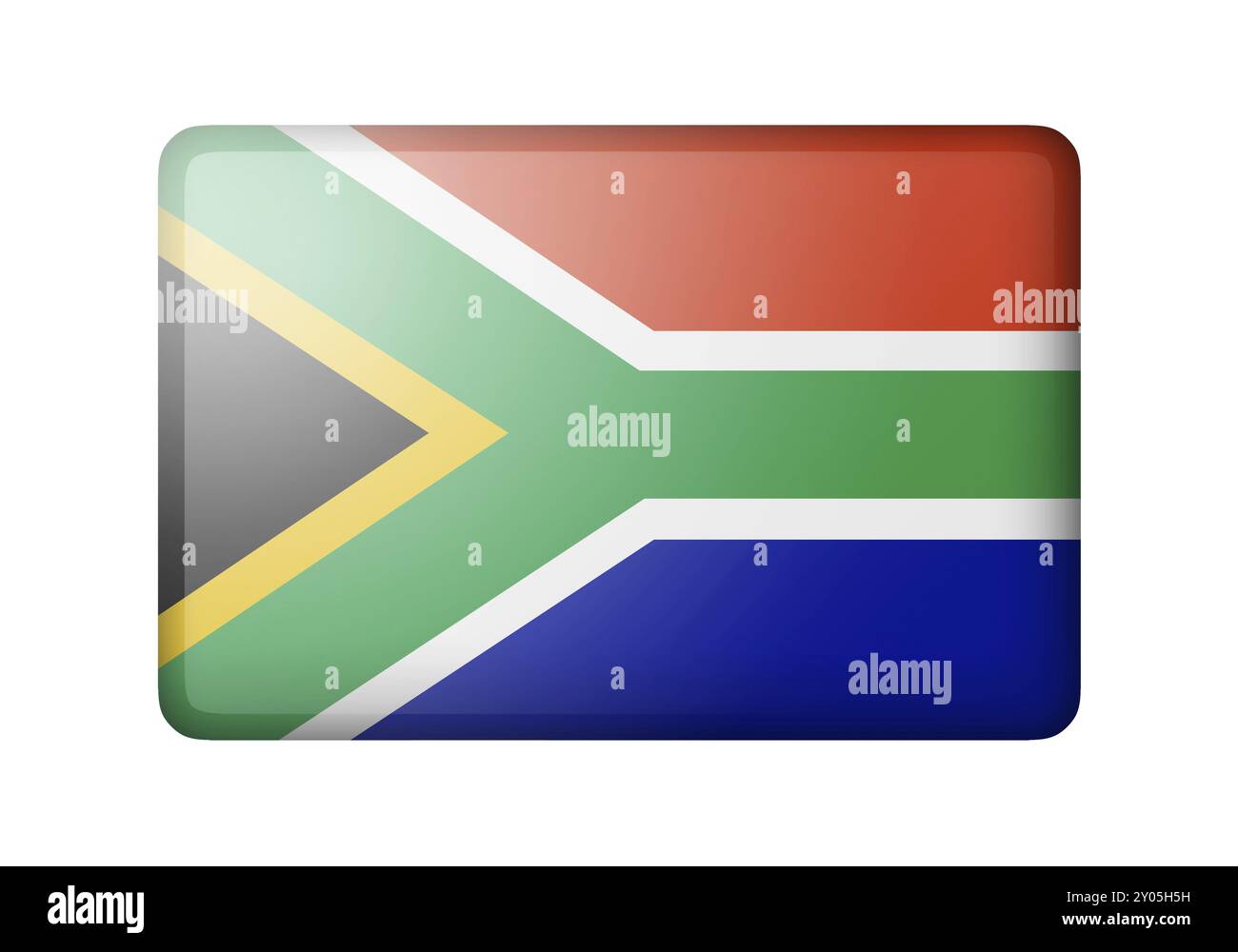 The Republic of South Africa flag. Rectangular matte icon. Isolated on ...