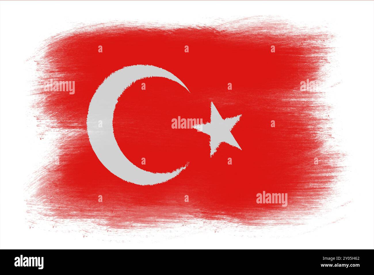 The Turkish flag, Painted grunge flag, brush strokes. Isolated on white ...