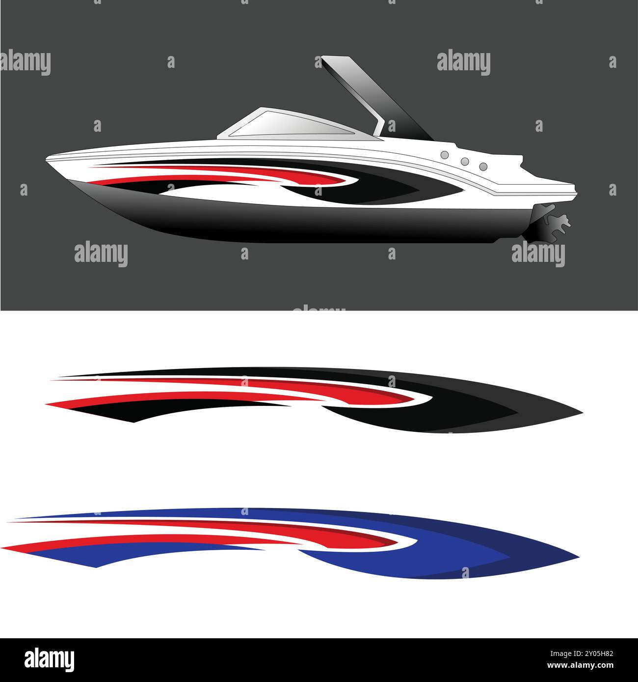 yacht ship wrapping sticker design vector. jet boat vinyl sticker Stock ...