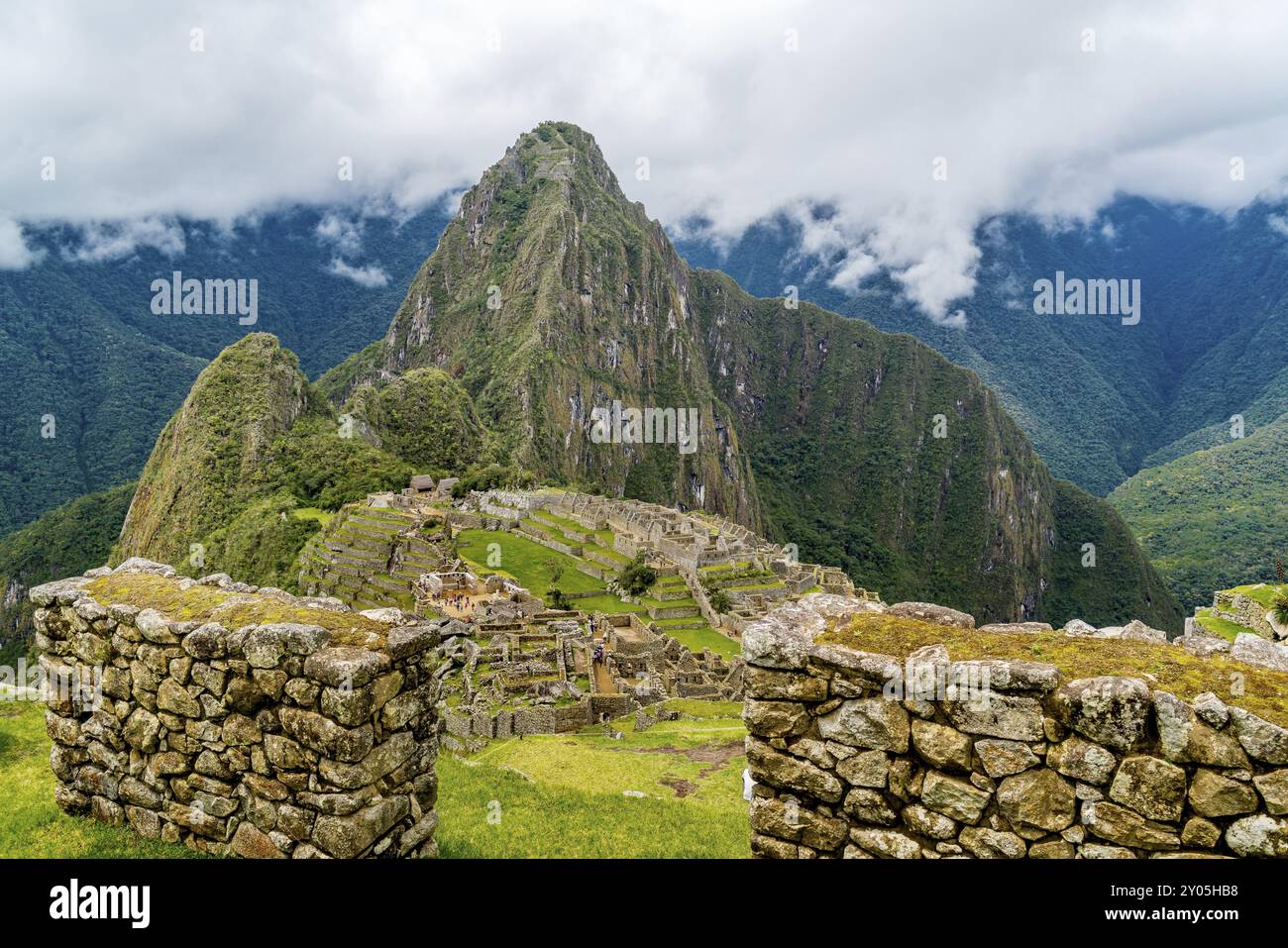 View of Machu Picchu, the lost incan city in the Cusco Region, Peru ...