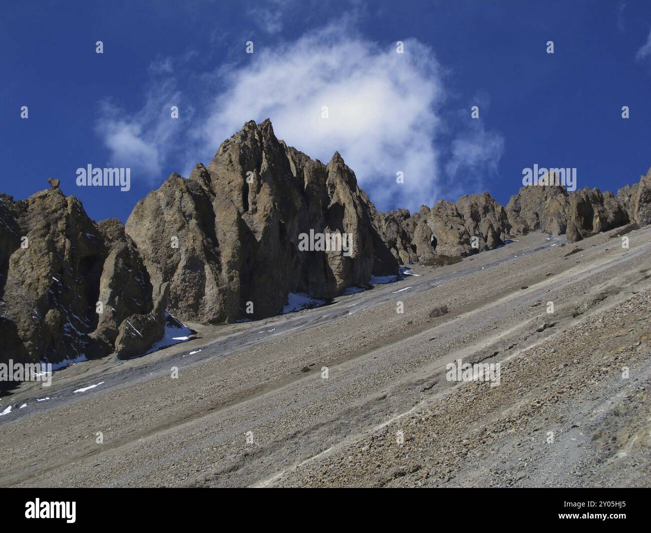 Limestone formations on the way to Tilicho Lake, Nepal, Asia Stock ...
