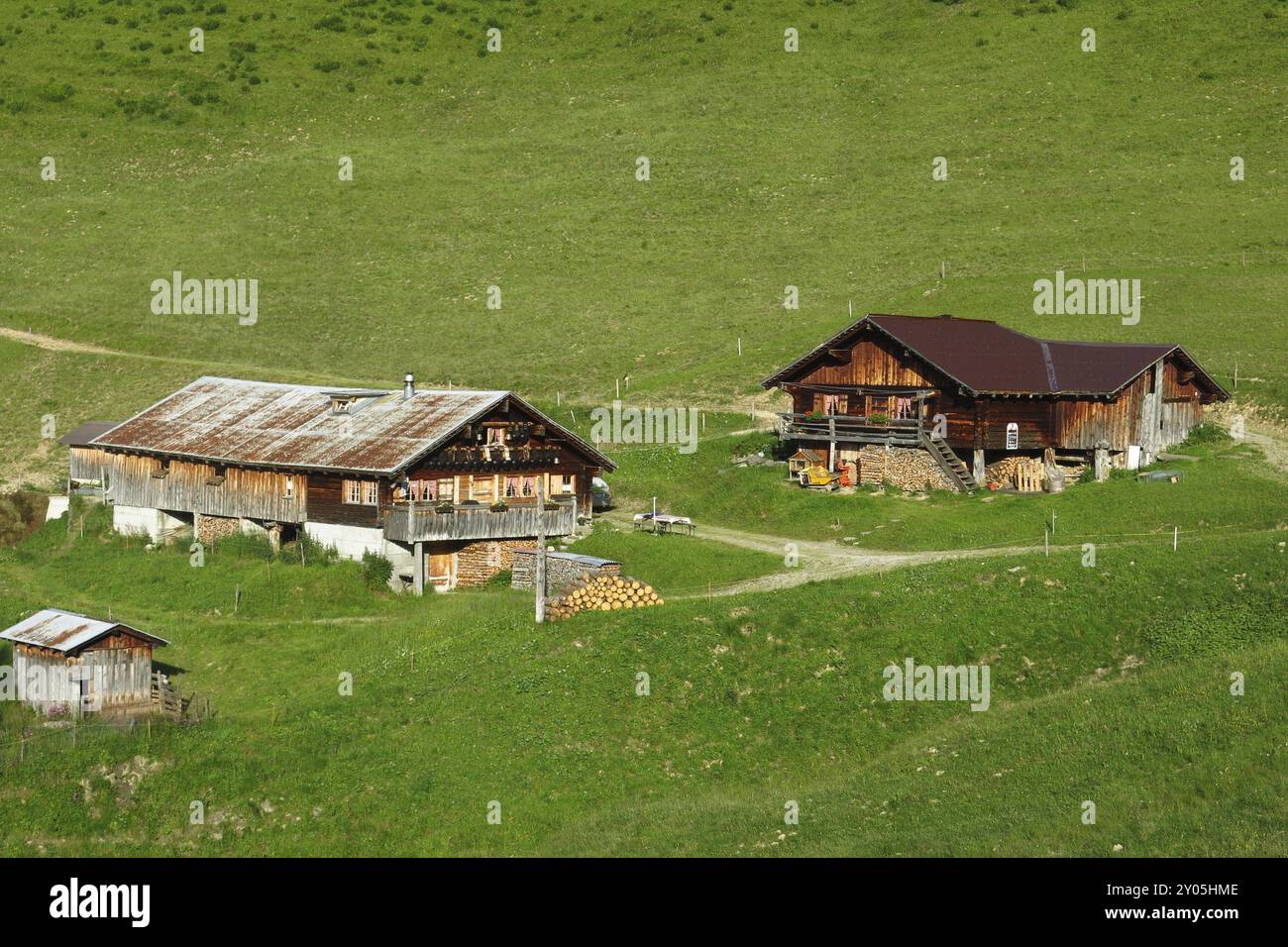 Old farm houses in the Swiss Alps Stock Photo - Alamy