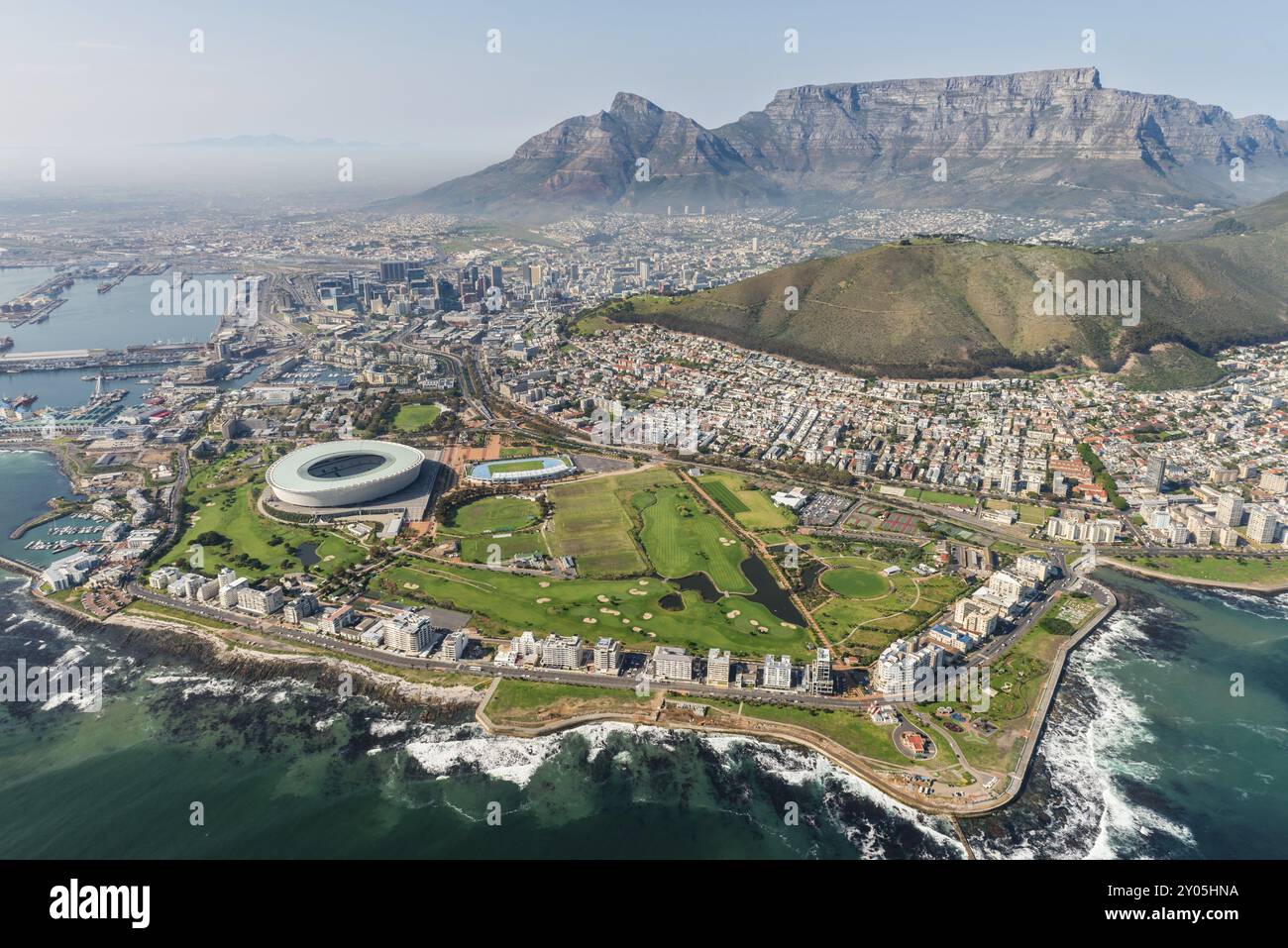 Cape Town, South Africa (aerial view) shot from a helicopter Stock ...