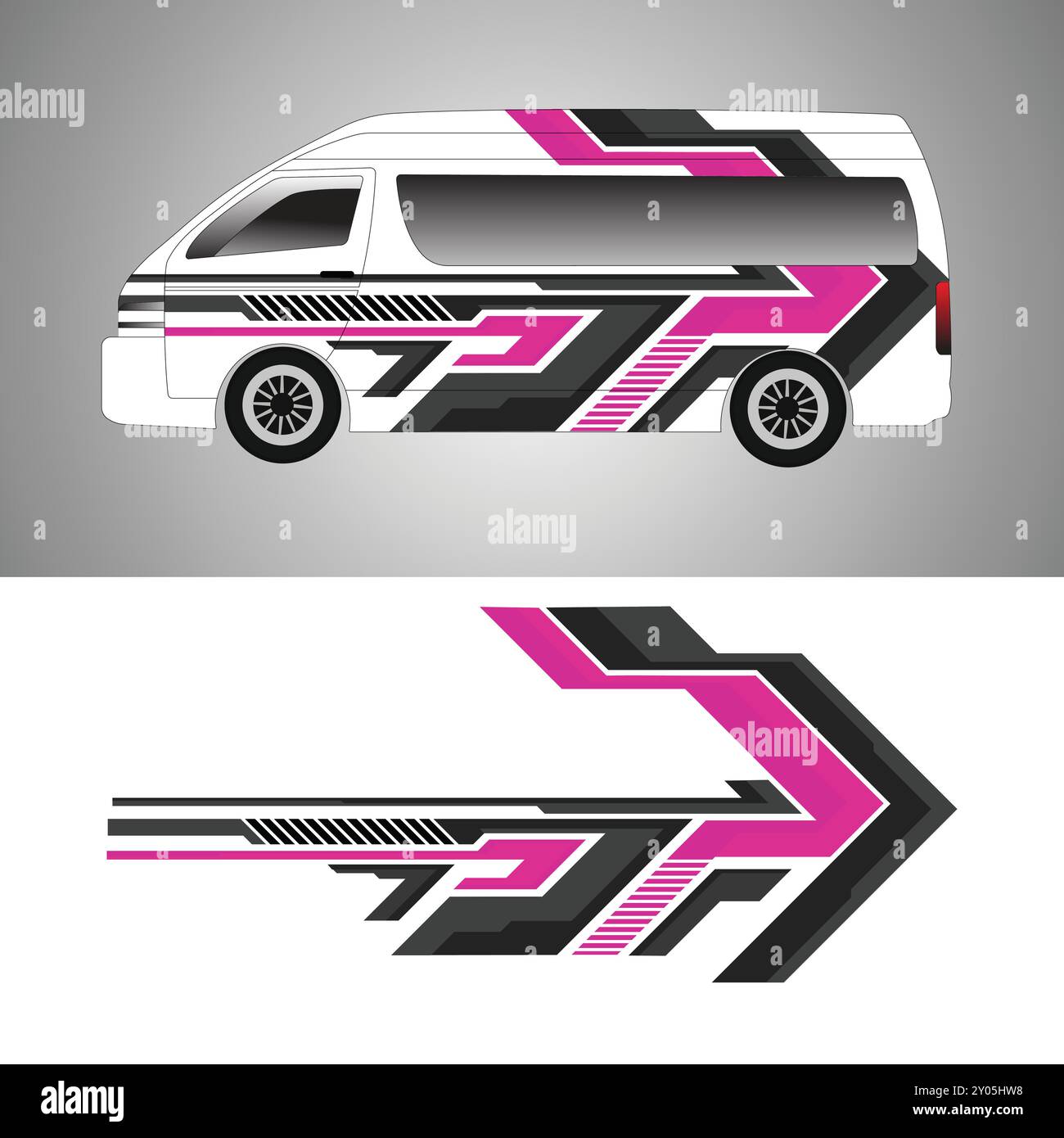 car van decal design vector. commercial van wrap decals Stock Vector ...