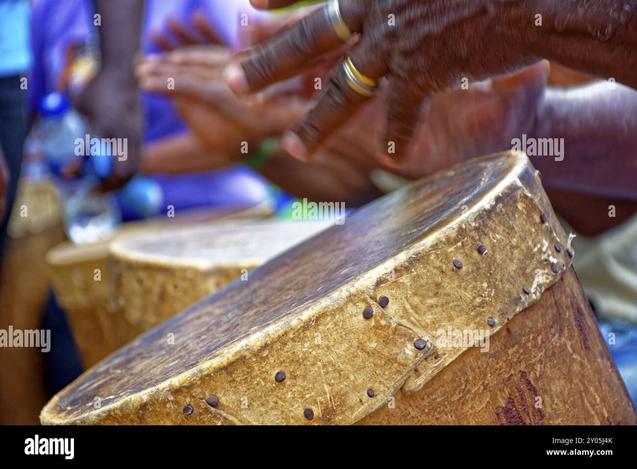 Drums players in a Brazilian folk festival in honor of Saint George in ...
