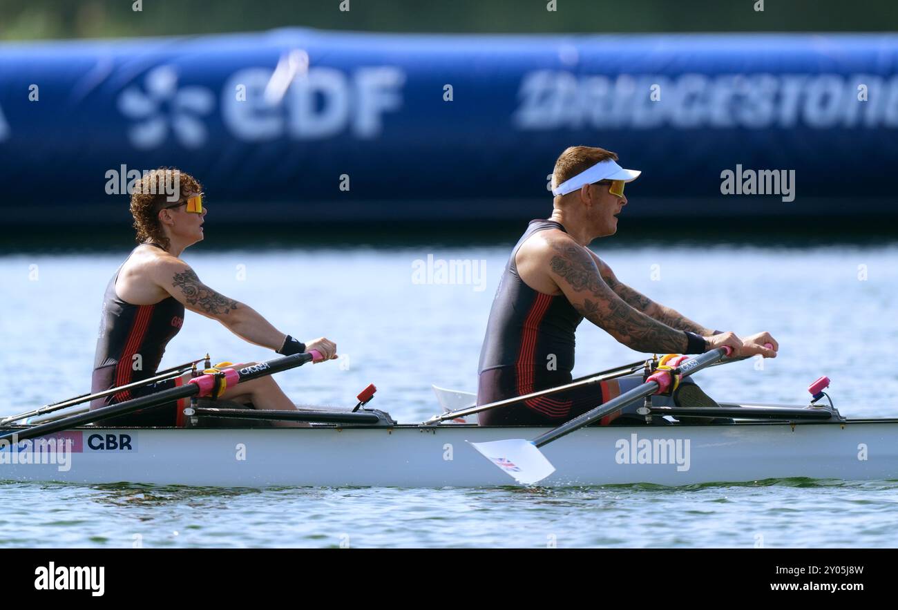 Great Britain's Lauren Rowles (left) and Gregg Stevenson on the way to ...
