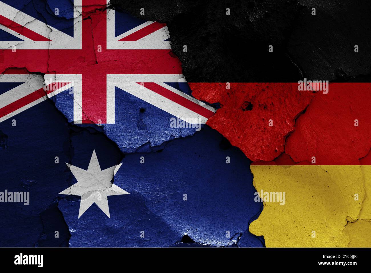 Flags of Australia and Germany painted on cracked wall Stock Photo - Alamy