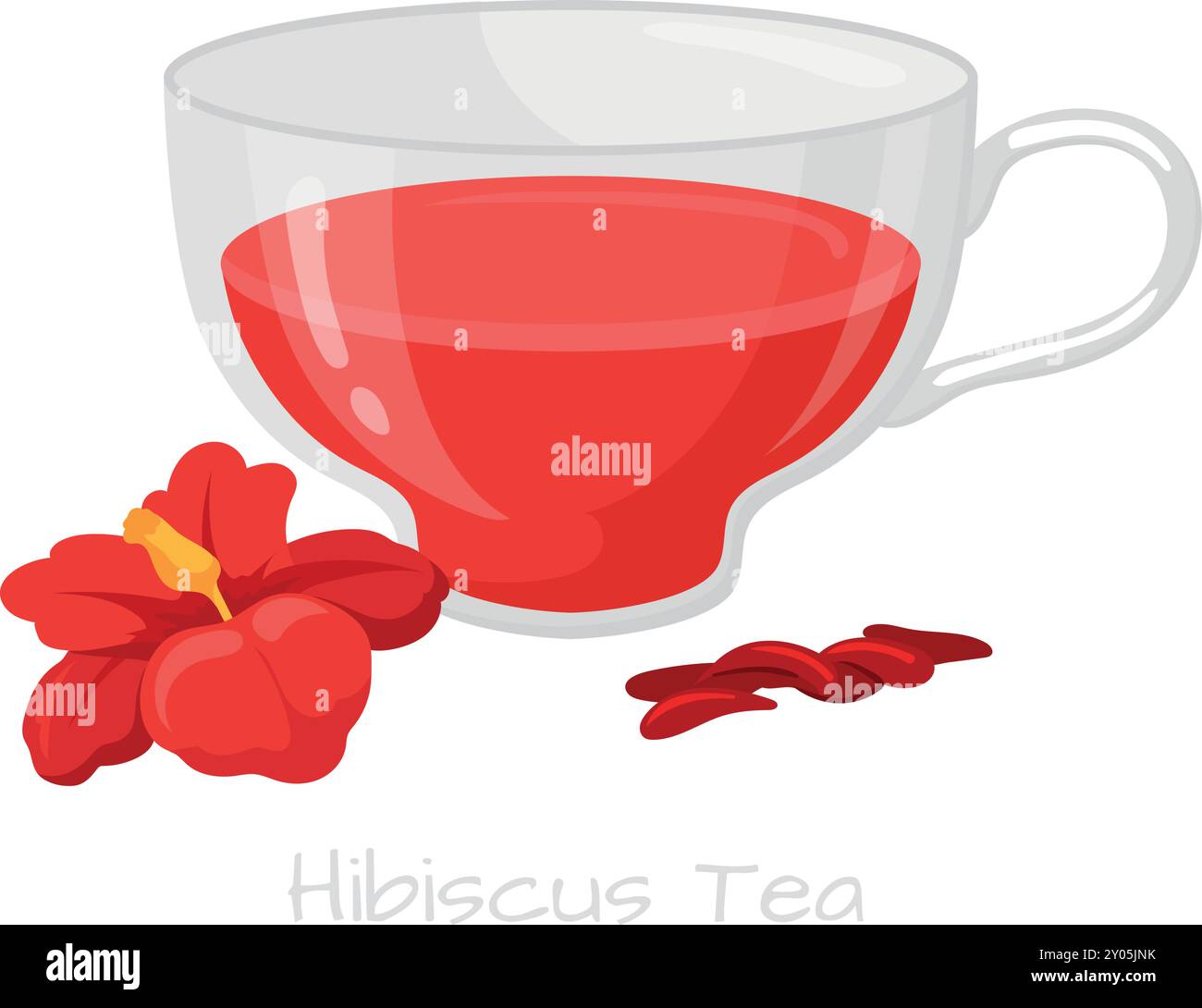 Hibiscus tea cup. Cartoon aromatic natural drink isolated on white ...