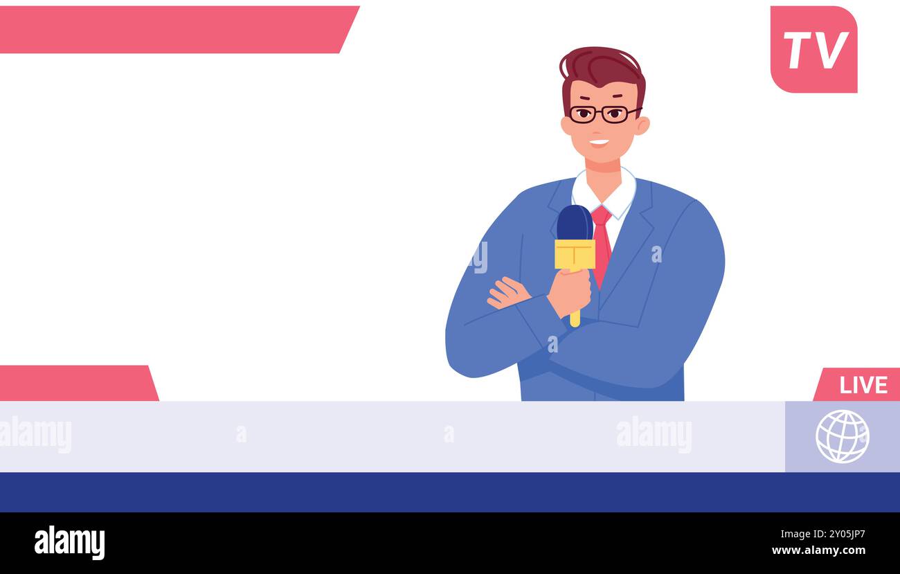 Tv news screen template. Broadcast headline labels isolated on white ...