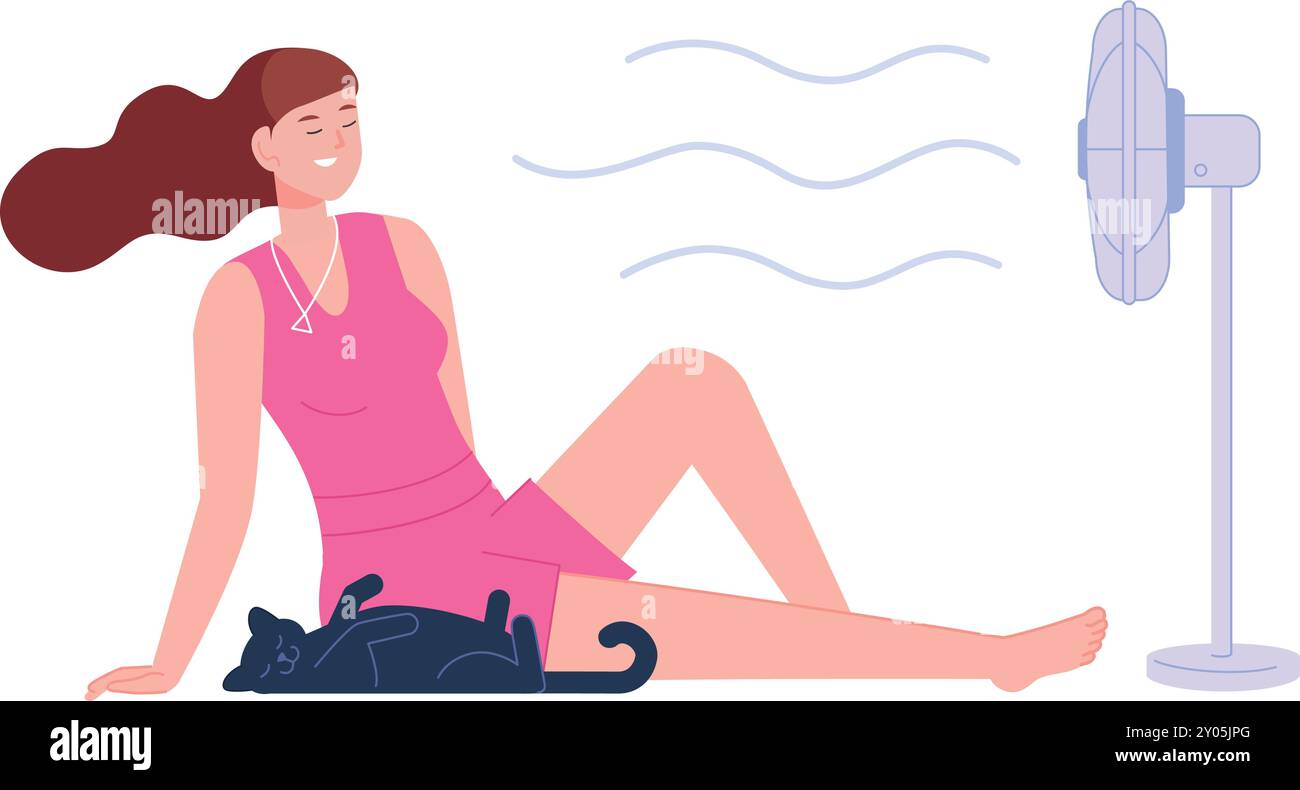 Woman and hot and fan Stock Vector Images - Alamy