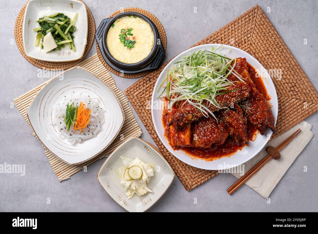 Korean food, Korean don, raw meat, kimchi, steamed, agu, pollack, dried ...