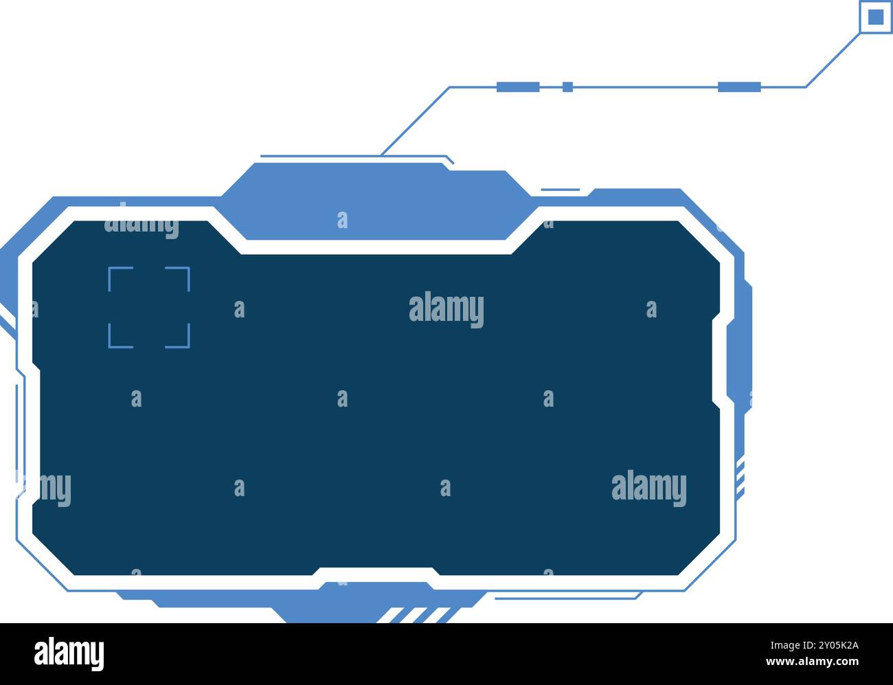 Blue digital hud text box template. Futuristic frame isolated on white ...