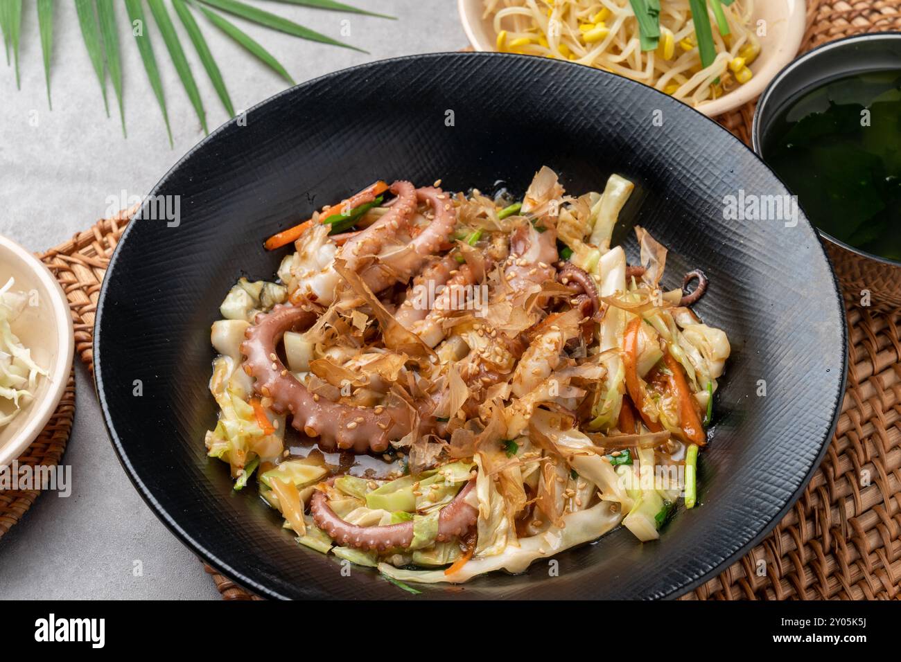 Korean food, octopus, stir-fry, side dishes, bean sprouts, soy sauce ...