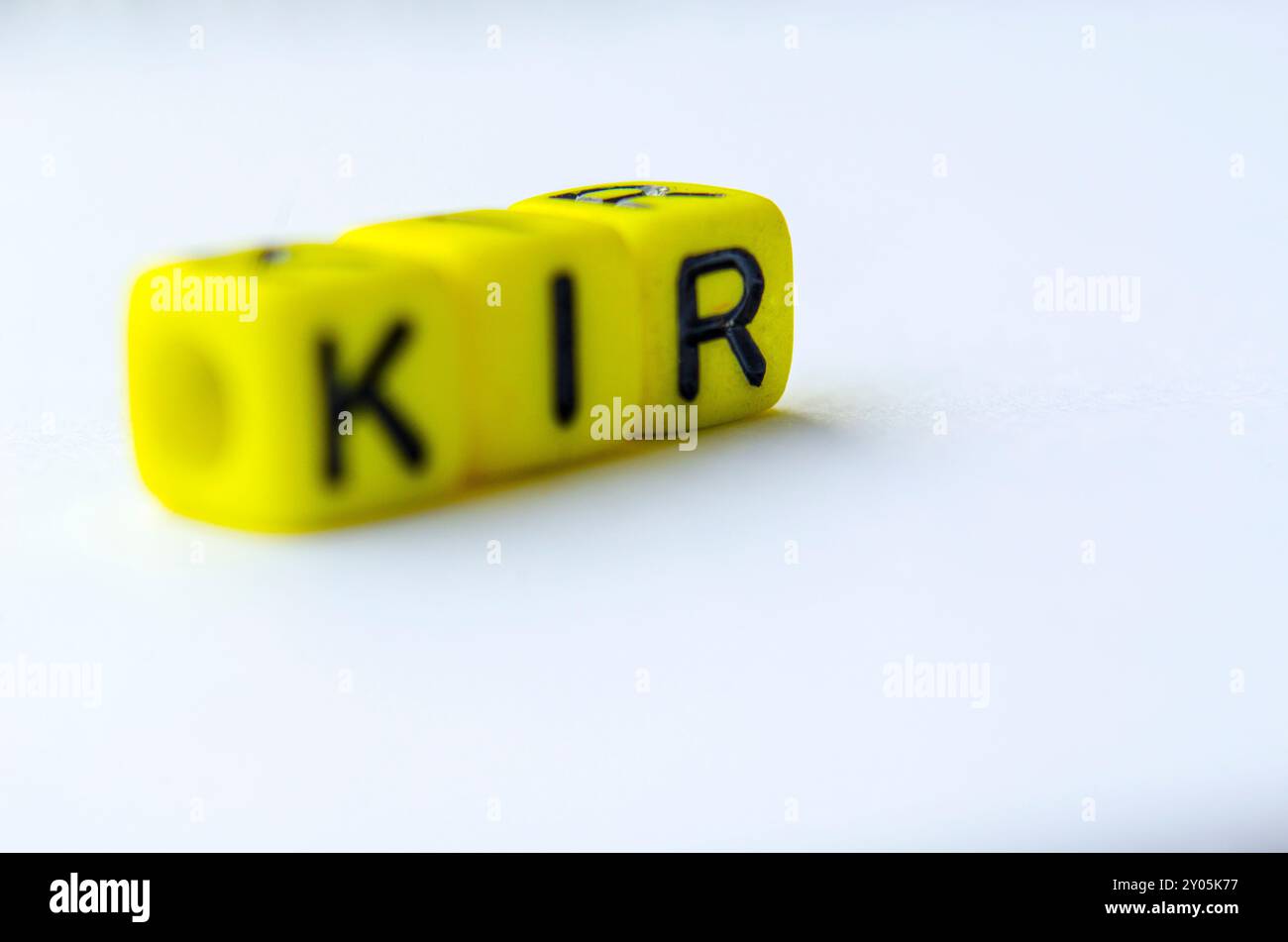 KIR text representing Key Incident Report on small square toy on white ...