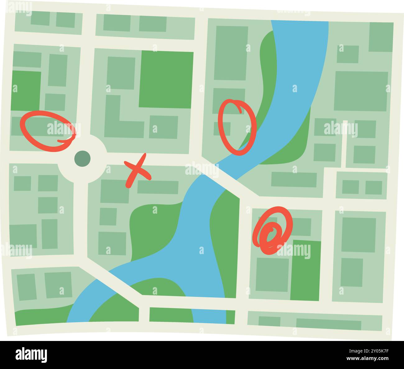 City map with red location marks color icon isolated on white ...