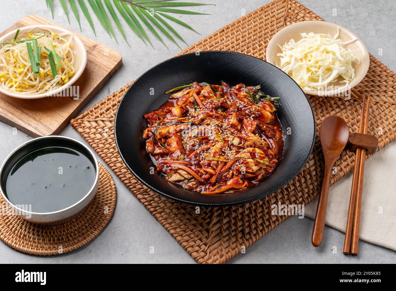 Korean food, octopus, stir-fry, side dishes, bean sprouts, soy sauce ...