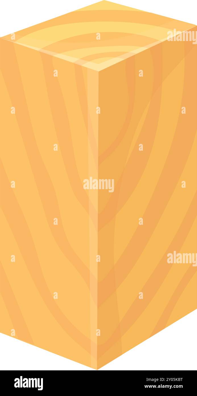 Wooden block cartoon icon. Tree texture lumber isolated on white ...