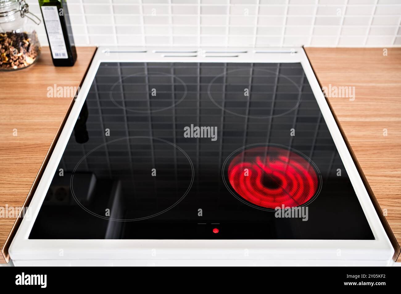 Electic ceramic stove. Glass induction stovetop. Hob, cooker and ...