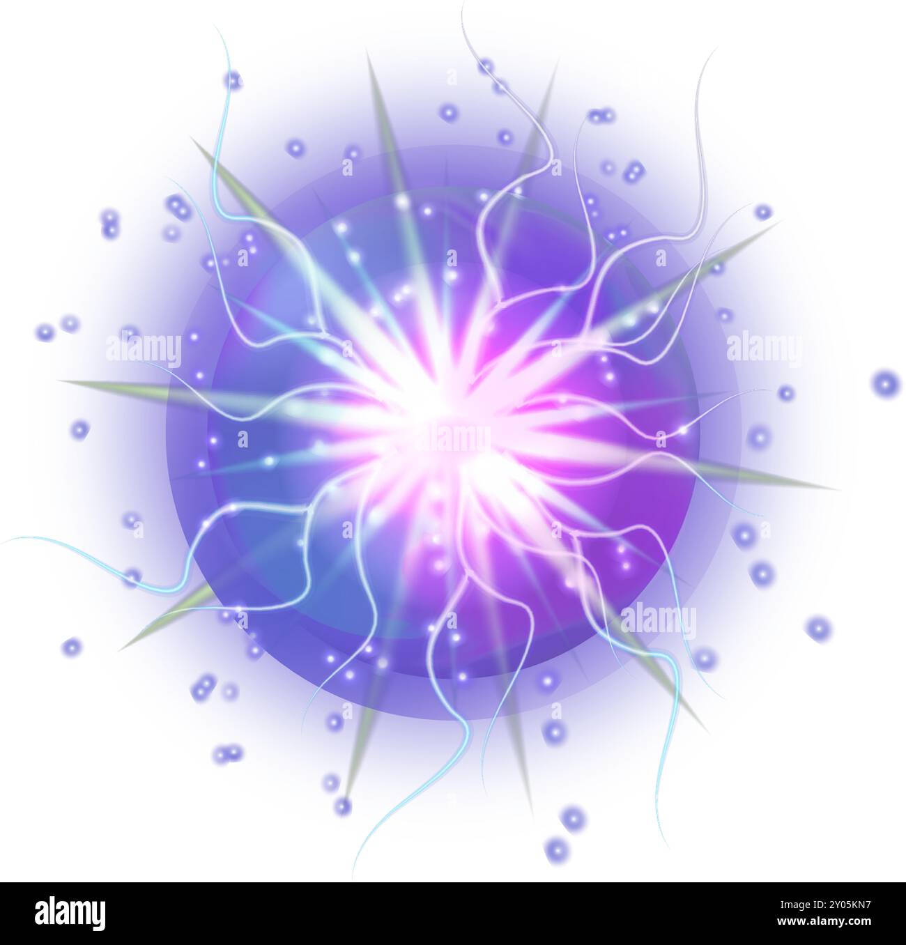 Electric orb. Light effect. Energy explosion sphere isolated on white ...