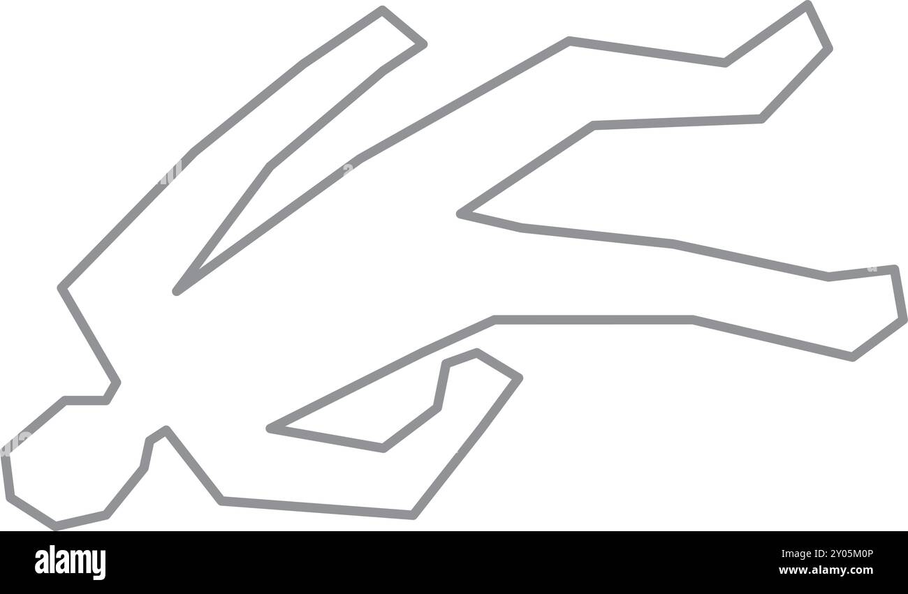 Victim body chalk outline. Crime scene symbol isolated on white ...
