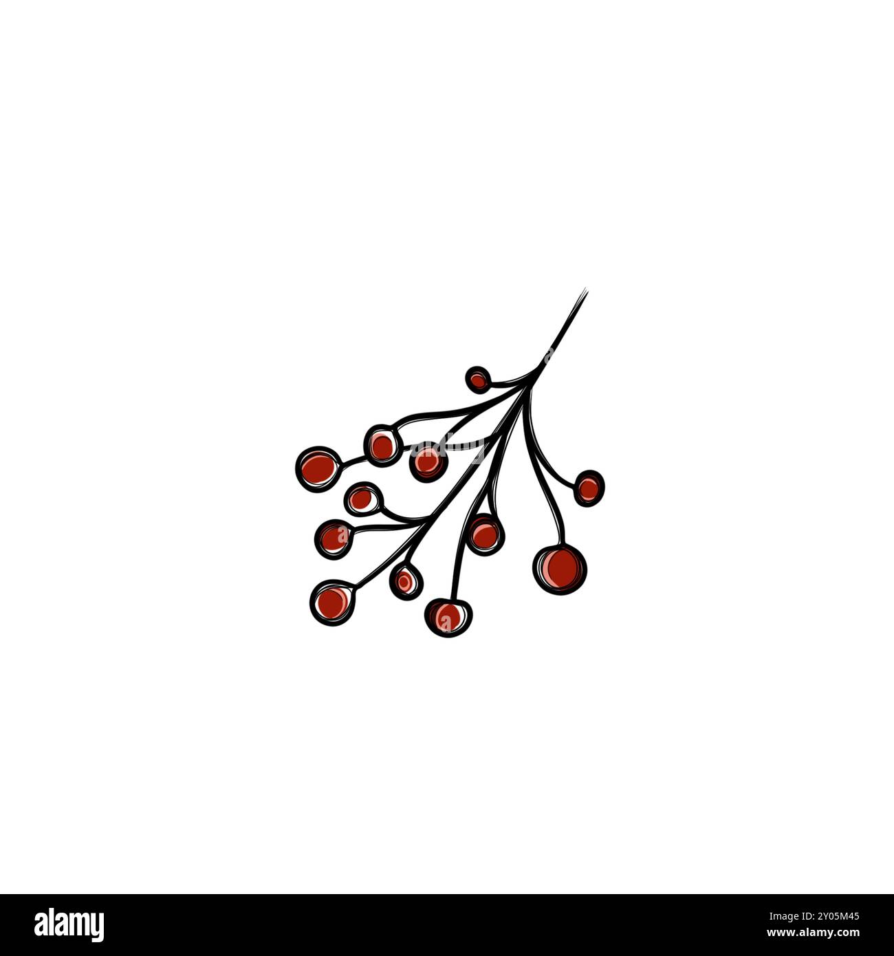 Berry branch sticker freehand autumn sticker template Stock Photo - Alamy