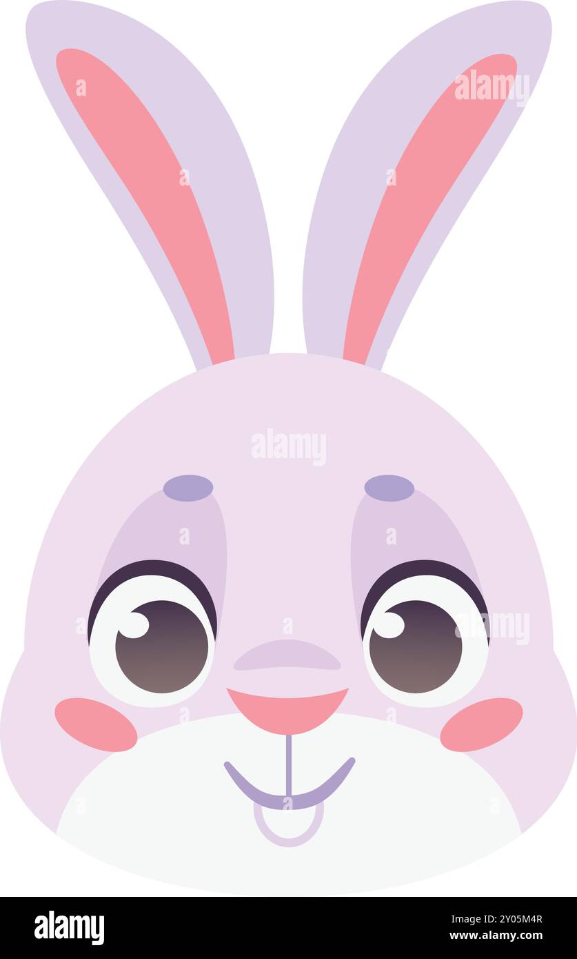 Smiling bunny emoji. Cute rabbit cartoon head isolated on white ...