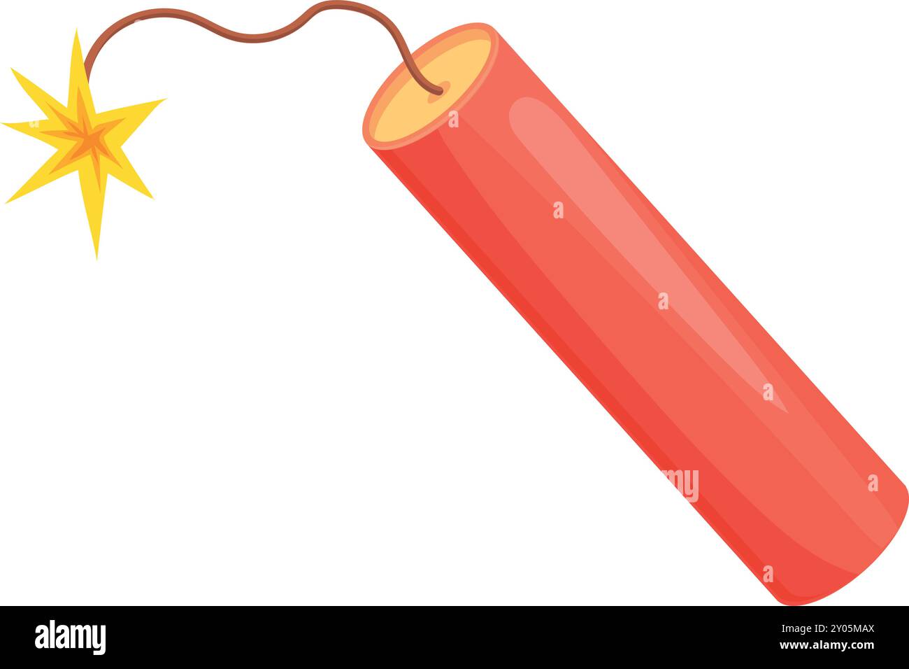 Dynamite with burning wick. Cartoon fuse explosive icon isolated on ...