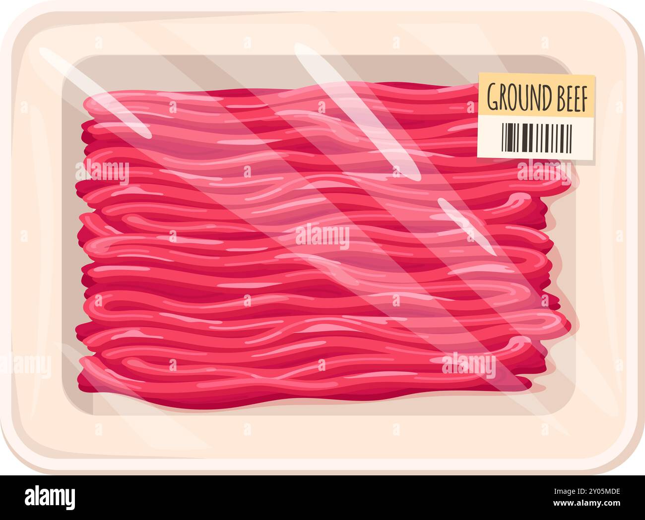 Ground beef pack. Minced meat in plastic tray isolated on white ...