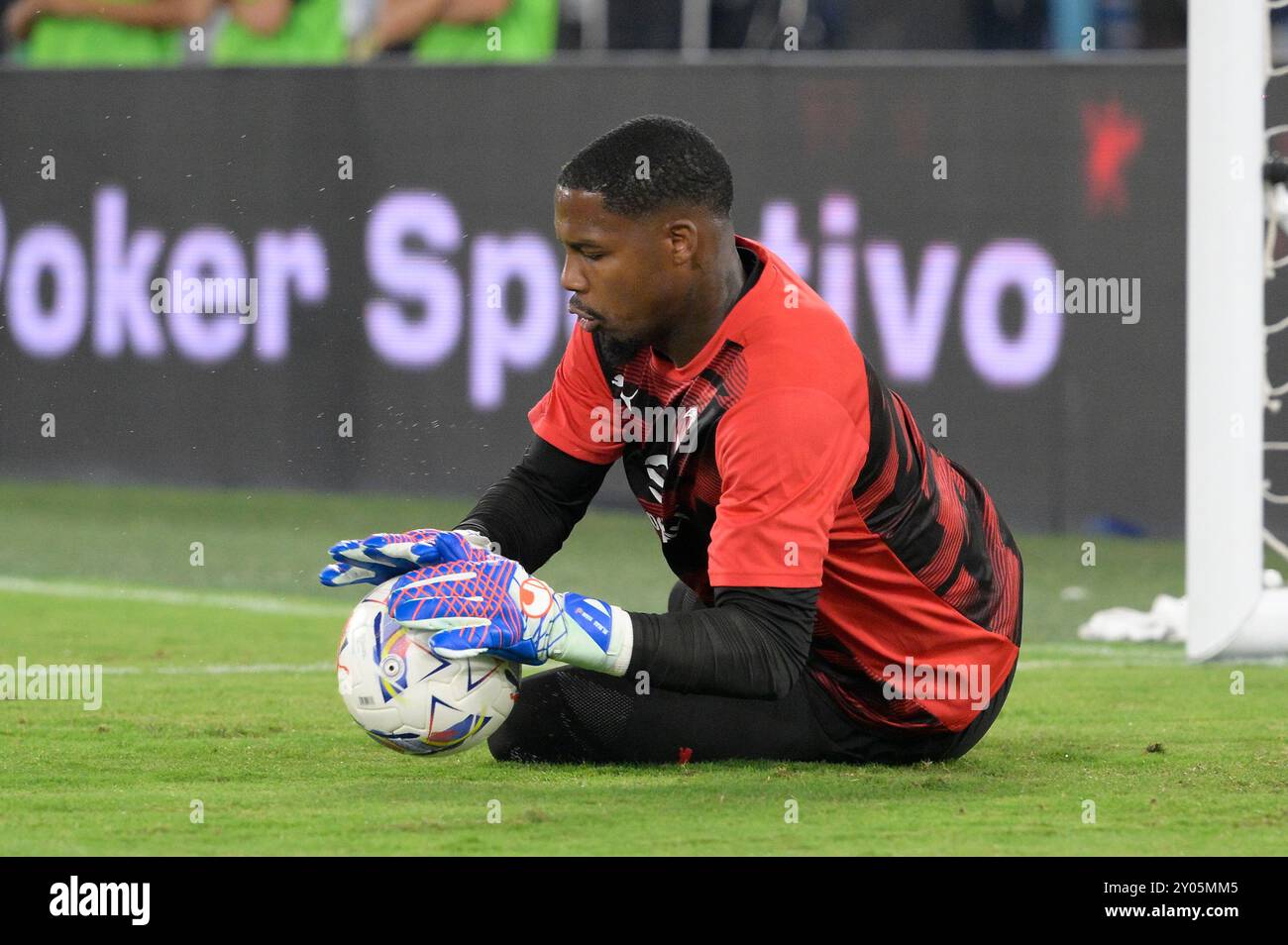 AC Milan's goalkeeper Mike Maignan during the Serie A Enilive soccer ...