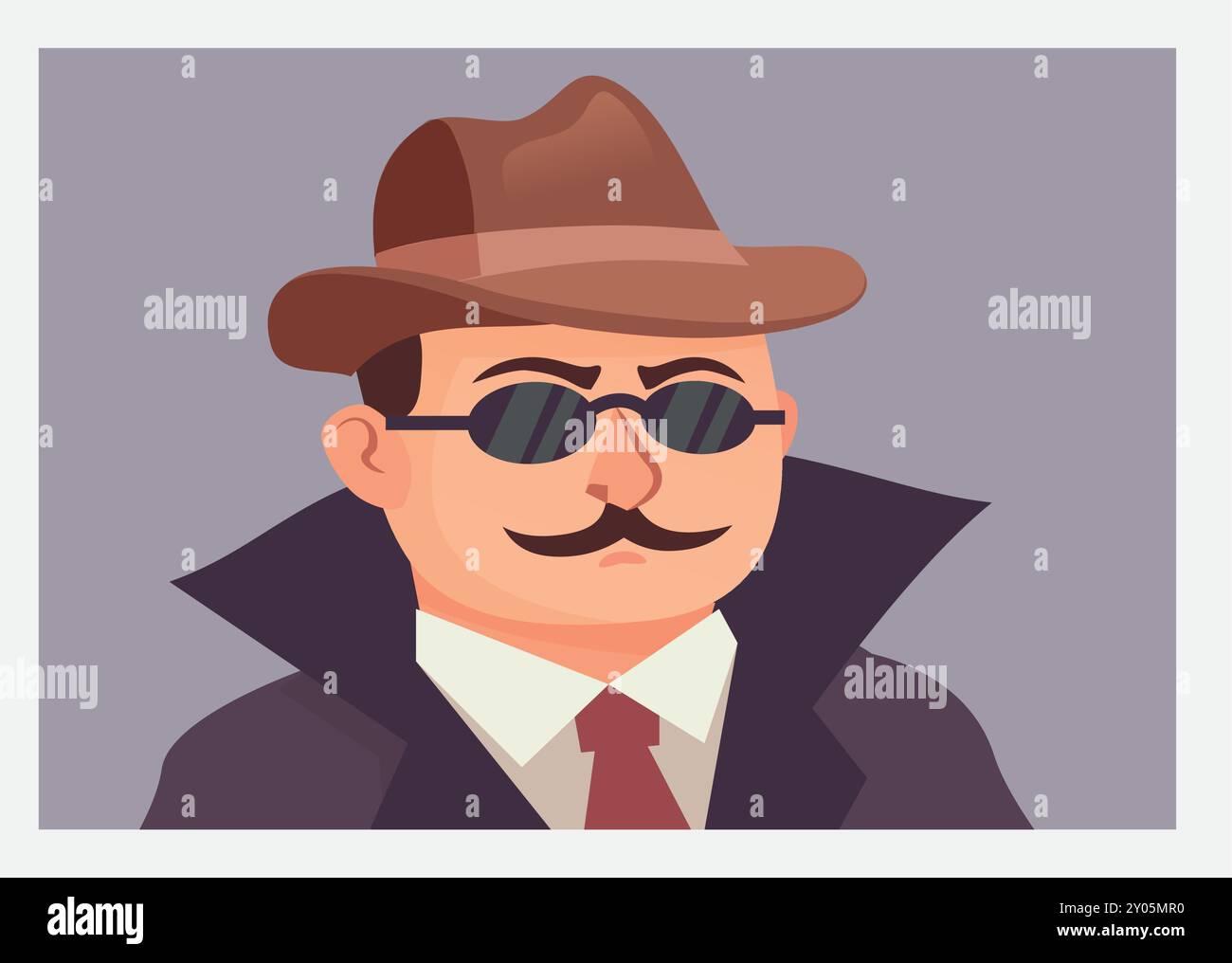 Private detective portrait. Cartoon inspector photo picture isolated on ...