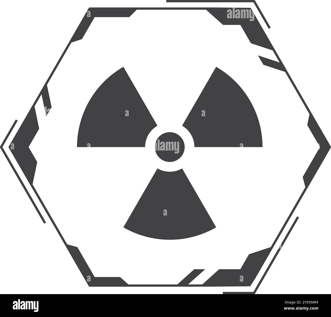 Radiation danger black sign. Nuclear hazard symbol isolated on white ...