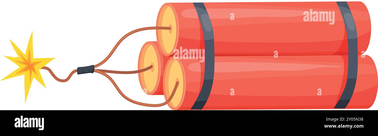 Burning dynamite cartoon icon. Fire spark on explosive isolated on ...