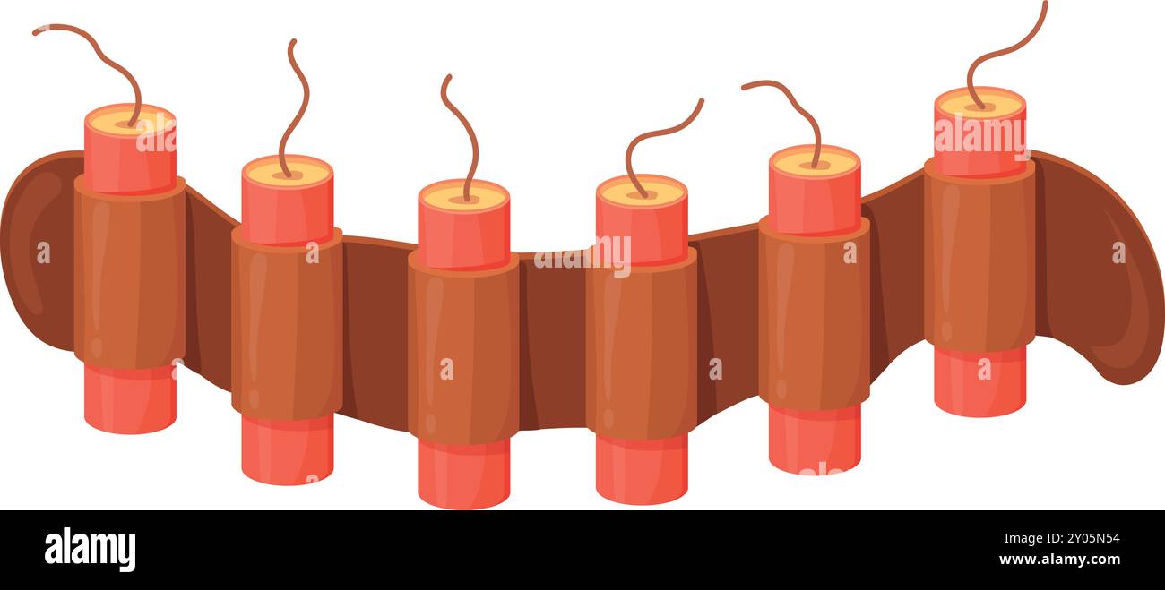 Explosive belt. Dynamite sticks. Bomb cartoon icon isolated on white ...